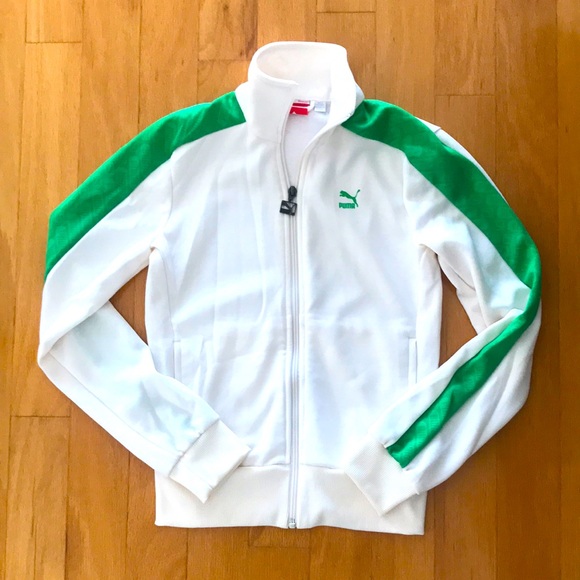 Puma | Jackets & Coats | Vintage Puma Track Jacket Cream Green Xs ...
